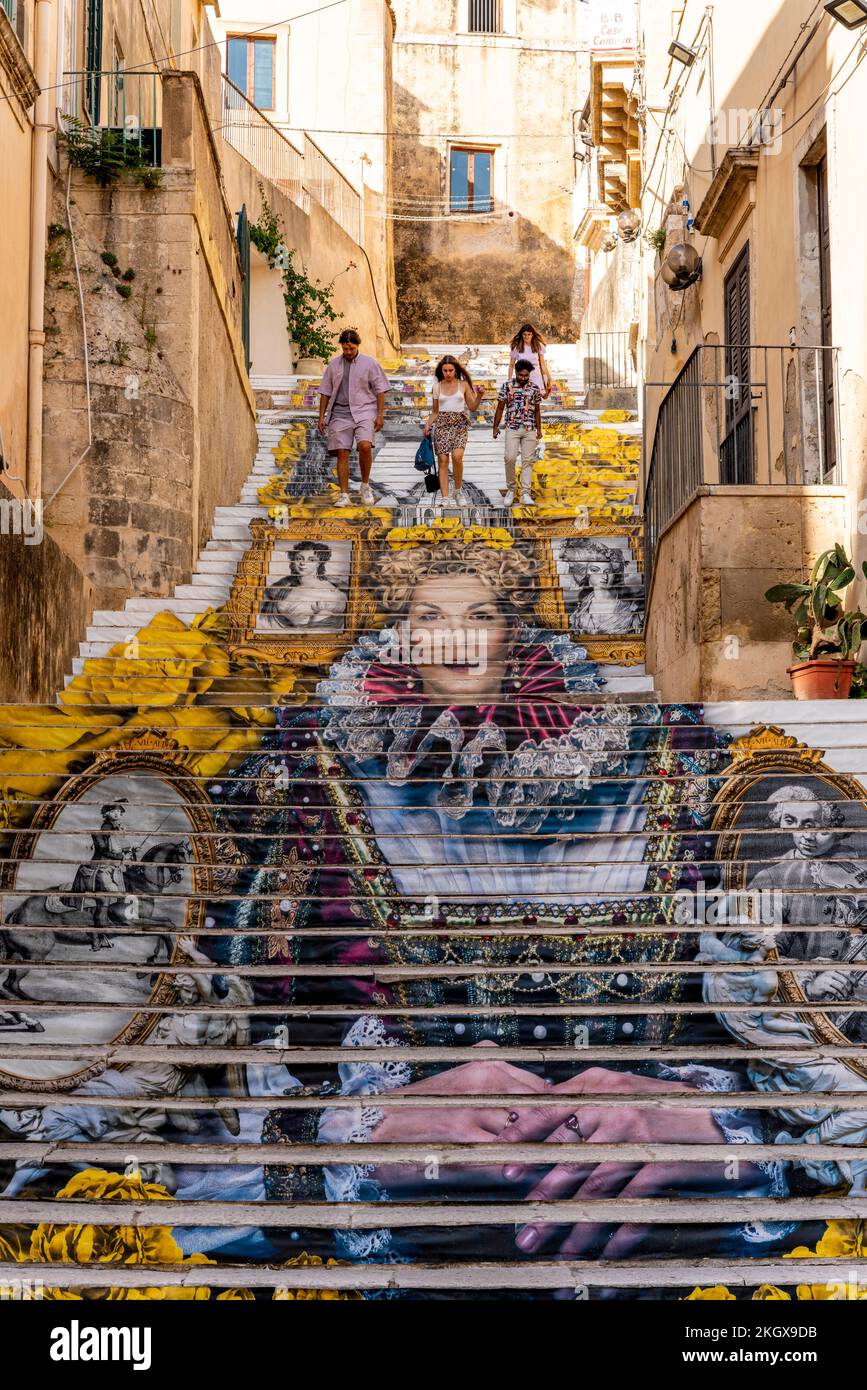 Colourful Steps In The Old Town of Noto, Sicily, Italy Stock Photo - Alamy