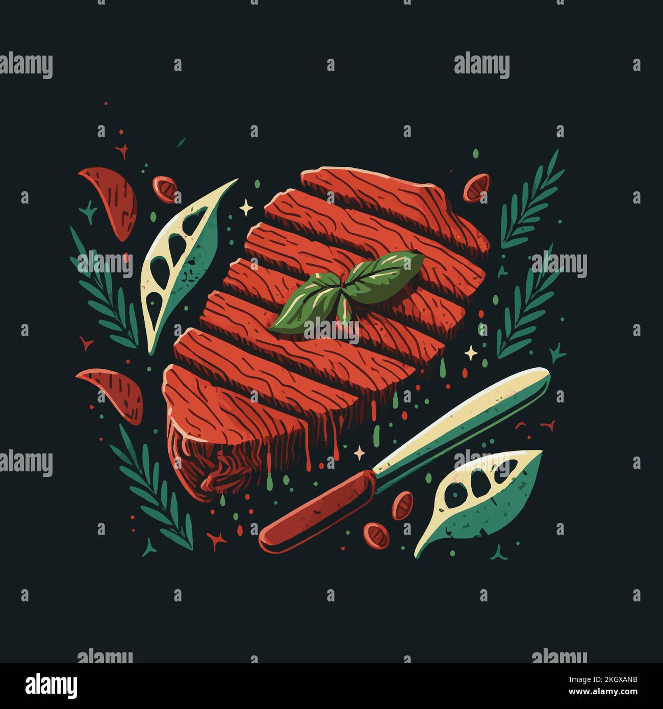 Delicious smoked beef Steak meat with slices tomatoes and rosemary Logo ...