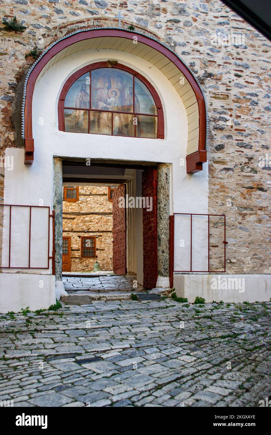 Great Lavra Monastery, architectural detail, entrance, mount Athos ...