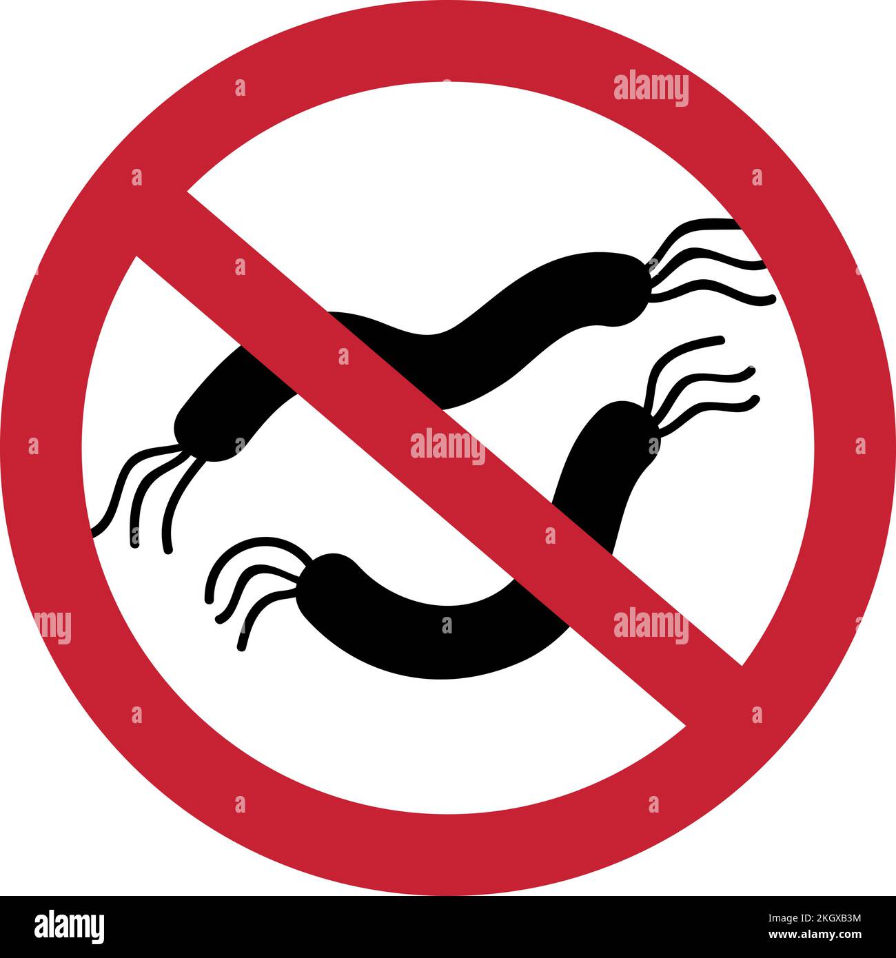 Antibacterial sign. No germs icon. Red forbidden symbol Stock Vector ...