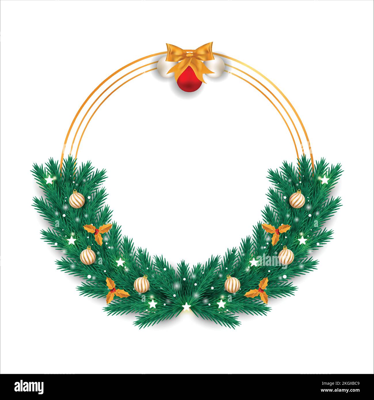 Christmas frame on a white background. Xmas frame with dark green ...