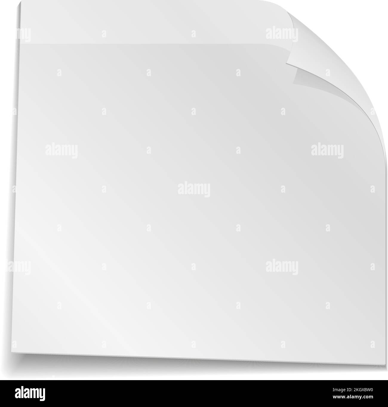 Reminder note mockup with curled corner. Blank white paper Stock Vector ...