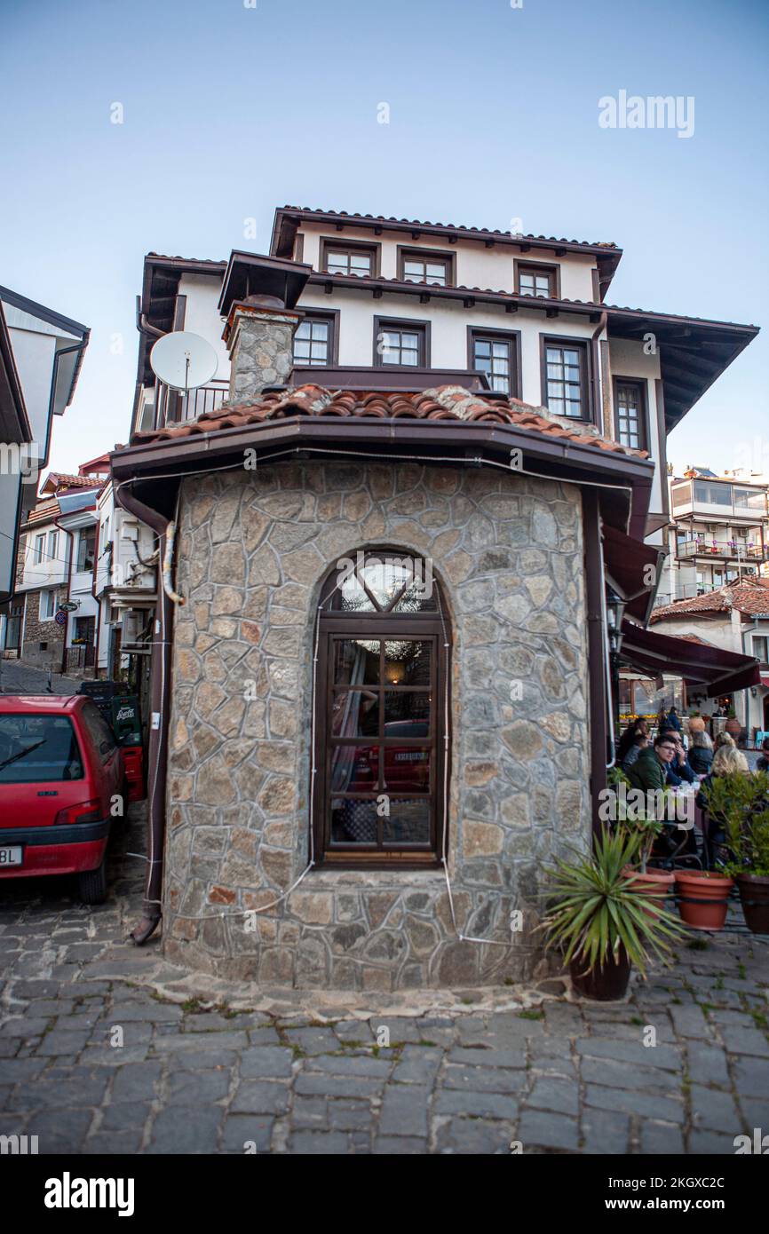 City of Ohrid, old town, ancient architecture, North Macedonia, Balkans ...