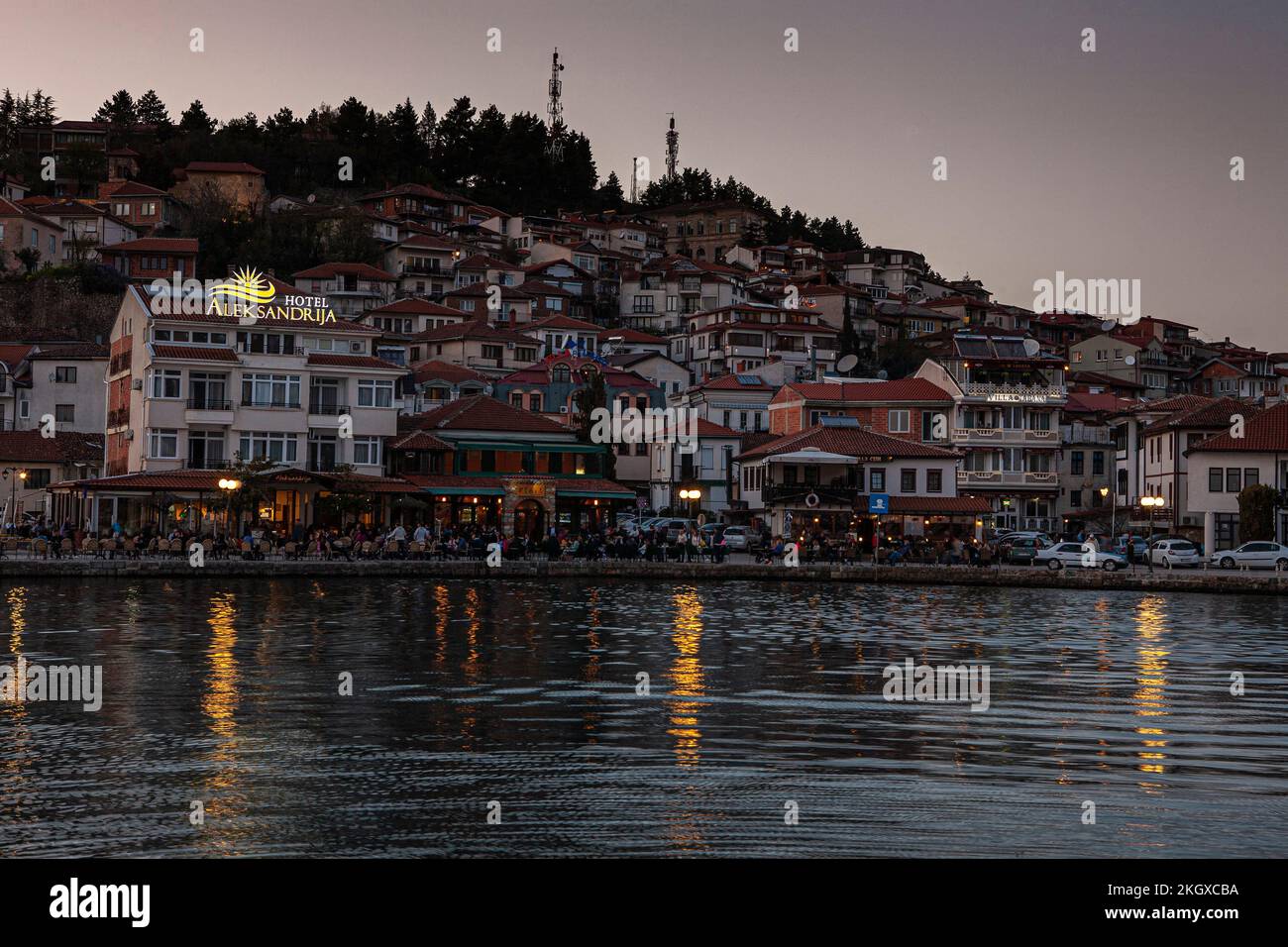 City of Ohrid, old town, traditional architecture, lake Ohrid, North ...