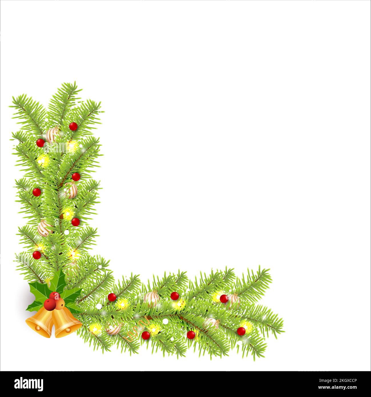 Christmas corner with decoration ball and jingle bell. Xmas corner with ...