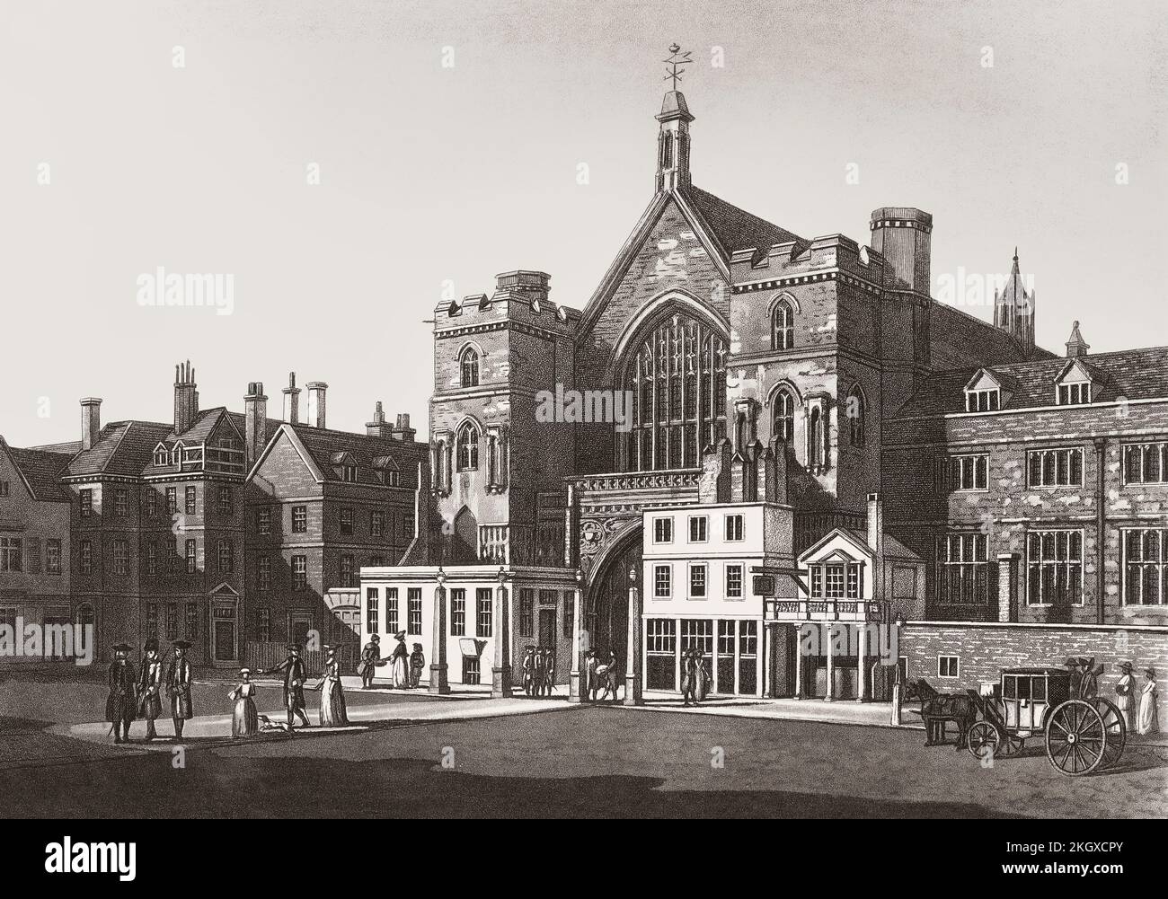 North West; view; Westminster Hall; London; England; 1808 Stock Photo ...