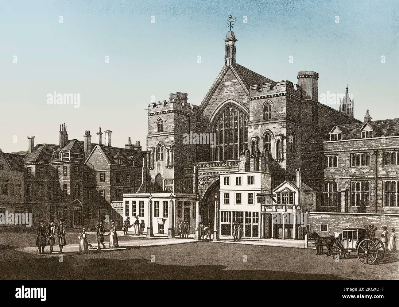 North West; view; Westminster Hall; London; England; 1808 Stock Photo ...