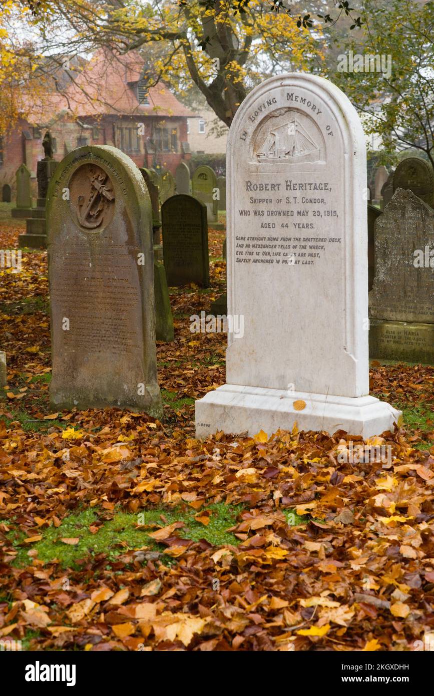 Memorial stone to Robert Heritage skipper of fishing trawler SH12 Condor that sank after ...