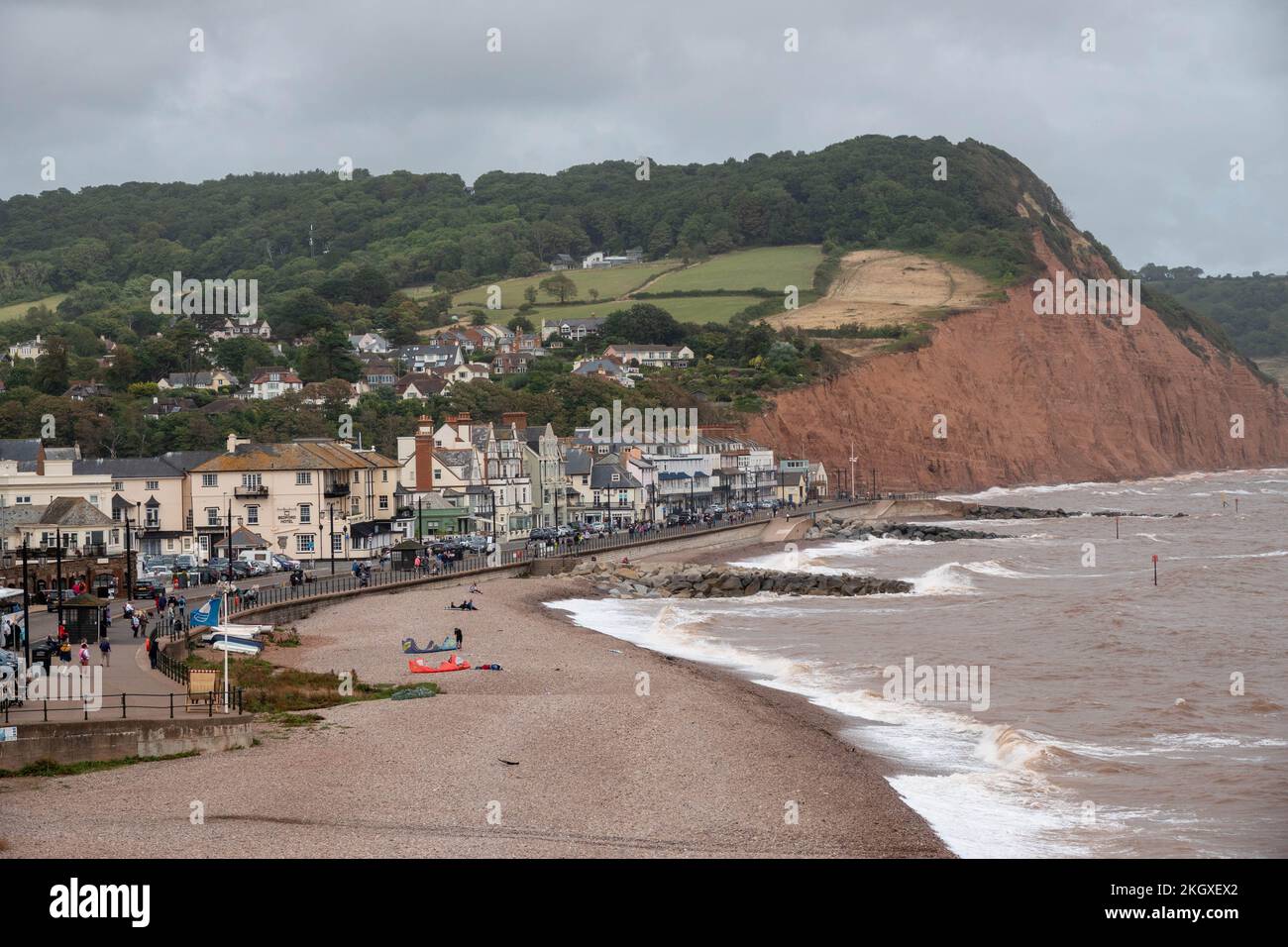 view of Sidmouth a Regency town located along the Jurassic coast with ...