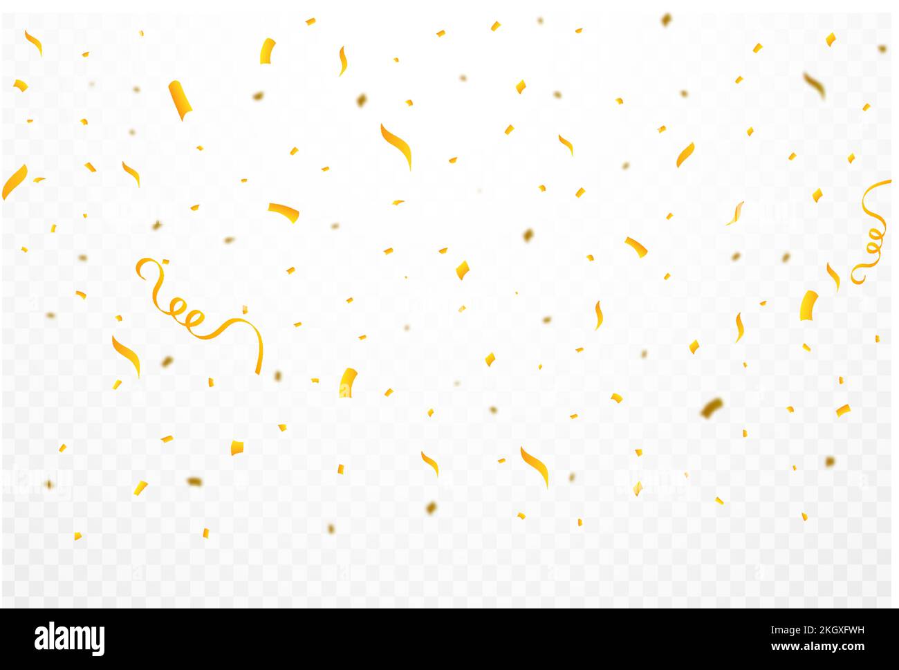 Realistic confetti background vector. Golden celebration confetti ribbon falling illustration ...