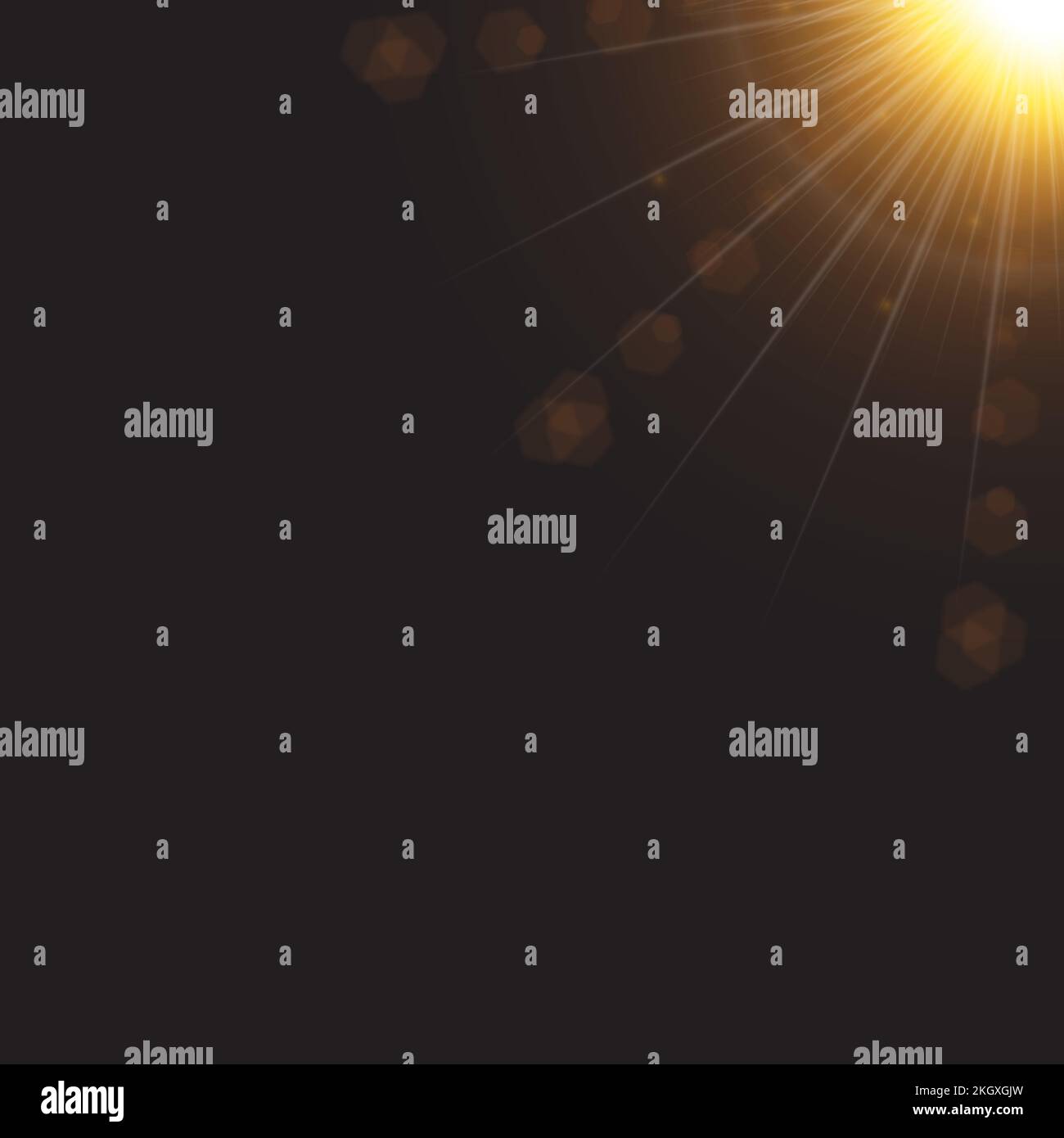 Lens flare with sunlight ray on dark background. Shiny sunlight ray with glowing lens flare ...