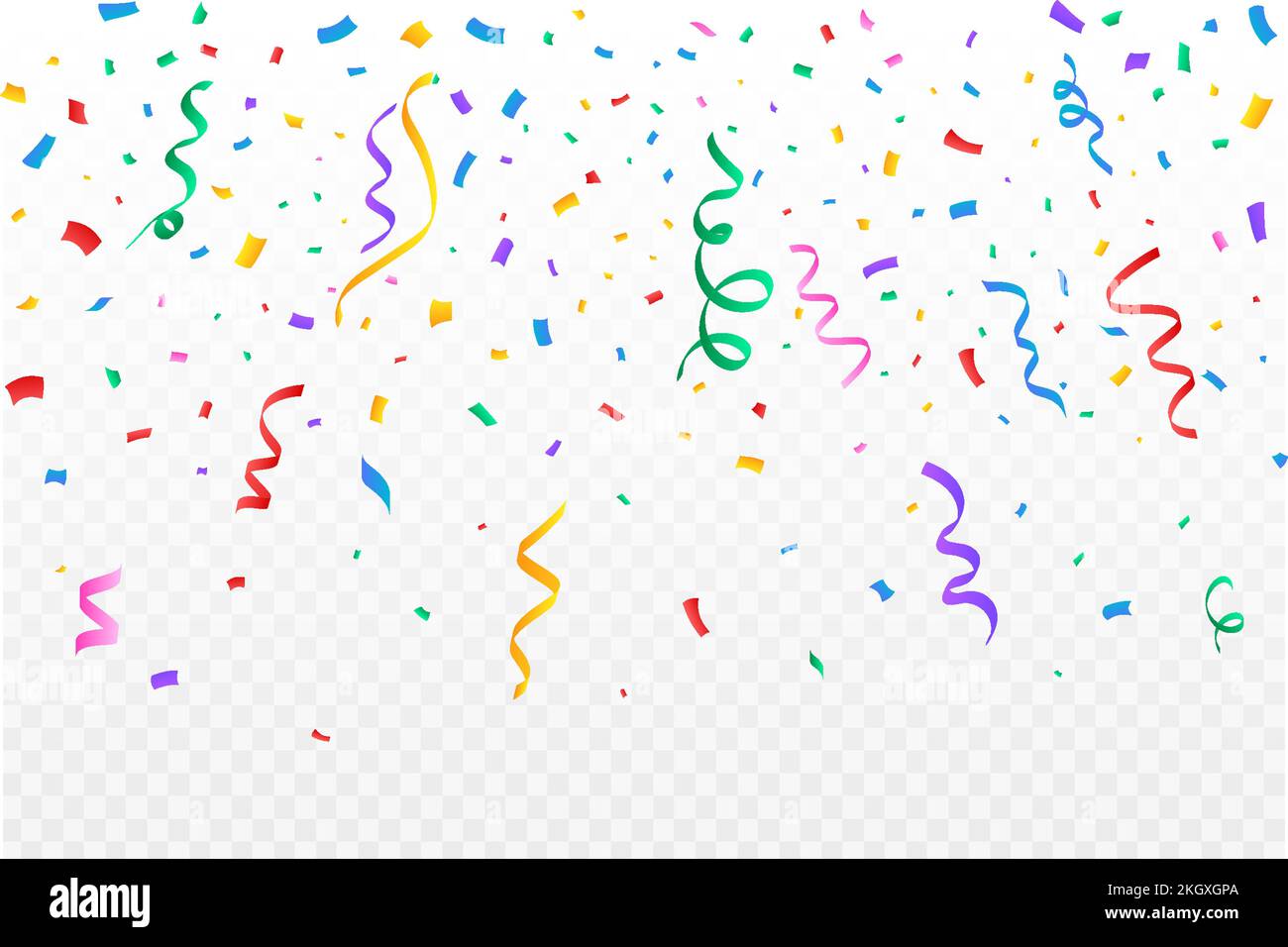 Confetti vector for the carnival background. Multicolor party ribbon and confetti falling ...