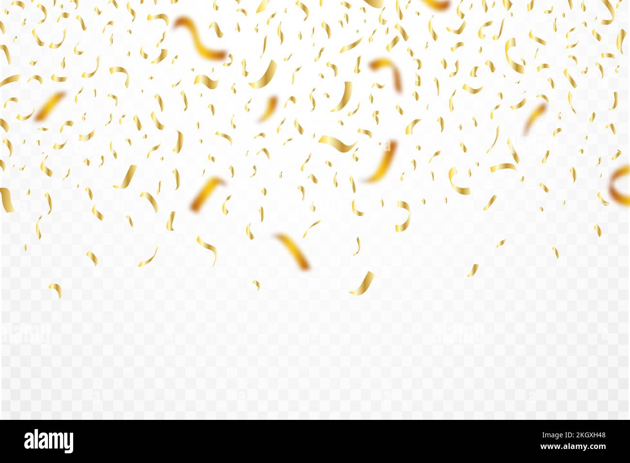Confetti and foil background vector. Realistic golden ribbon and confetti falling illustration ...