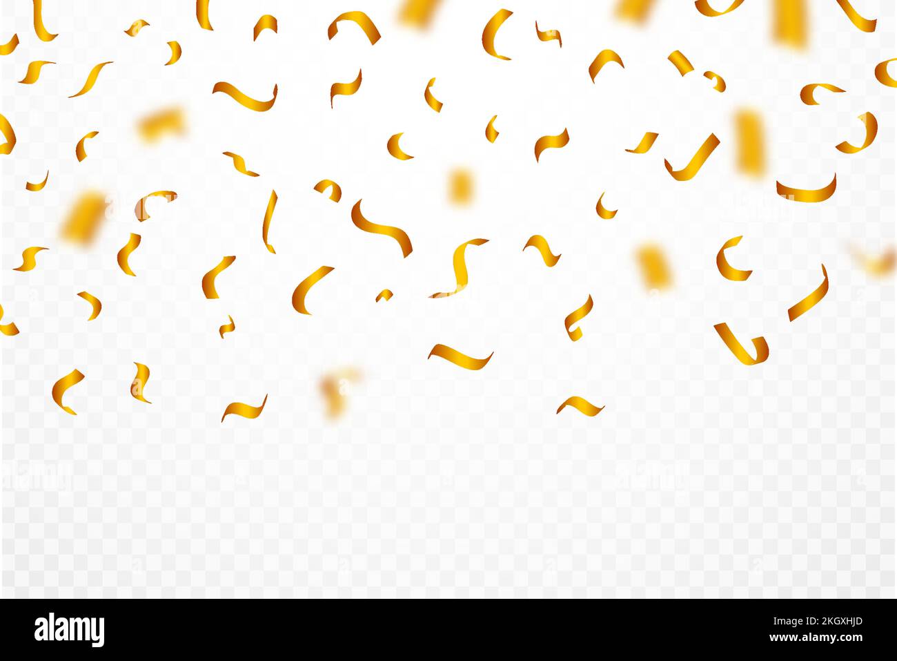 Golden confetti falling background. Realistic golden ribbon and confetti vector illustration ...