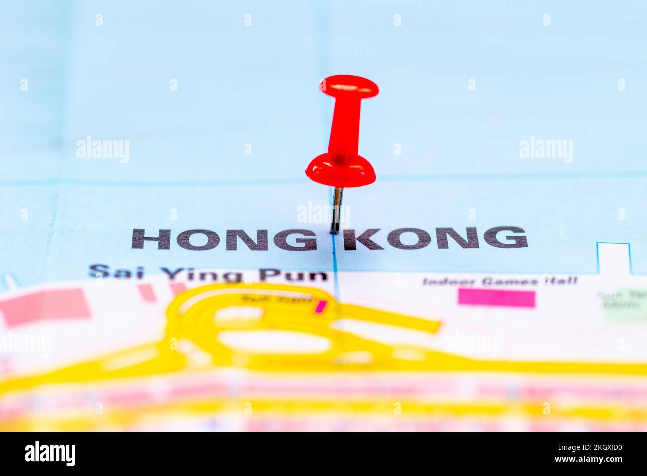 The map location of Hong kong island, China, marked by a red pushpin ...