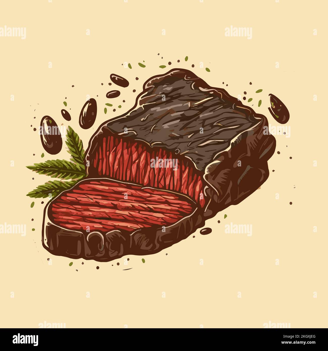 Rosemary lamb plate Stock Vector Images - Alamy