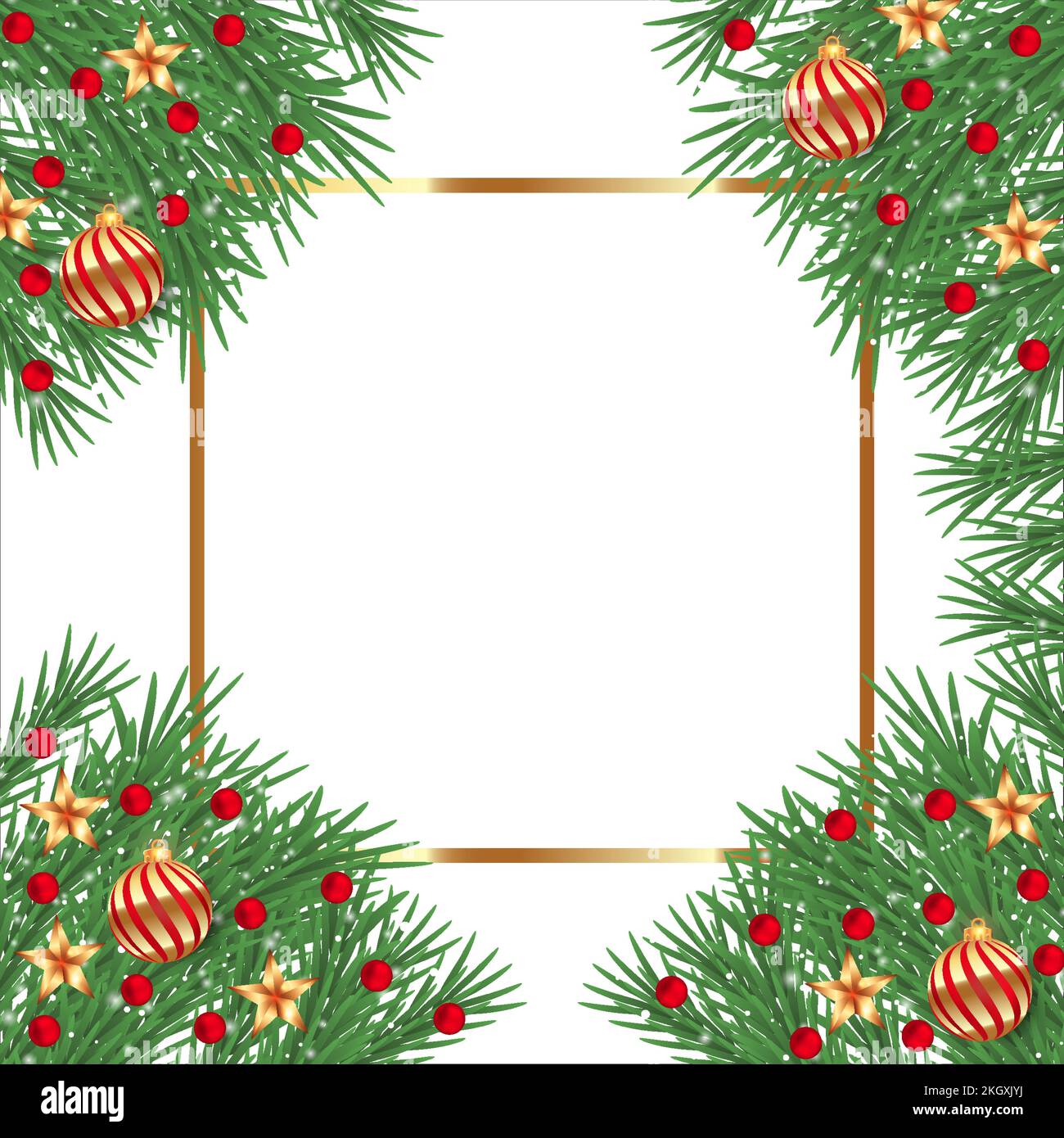 Christmas corner with golden star and gold frame. Xmas Corner with red ...