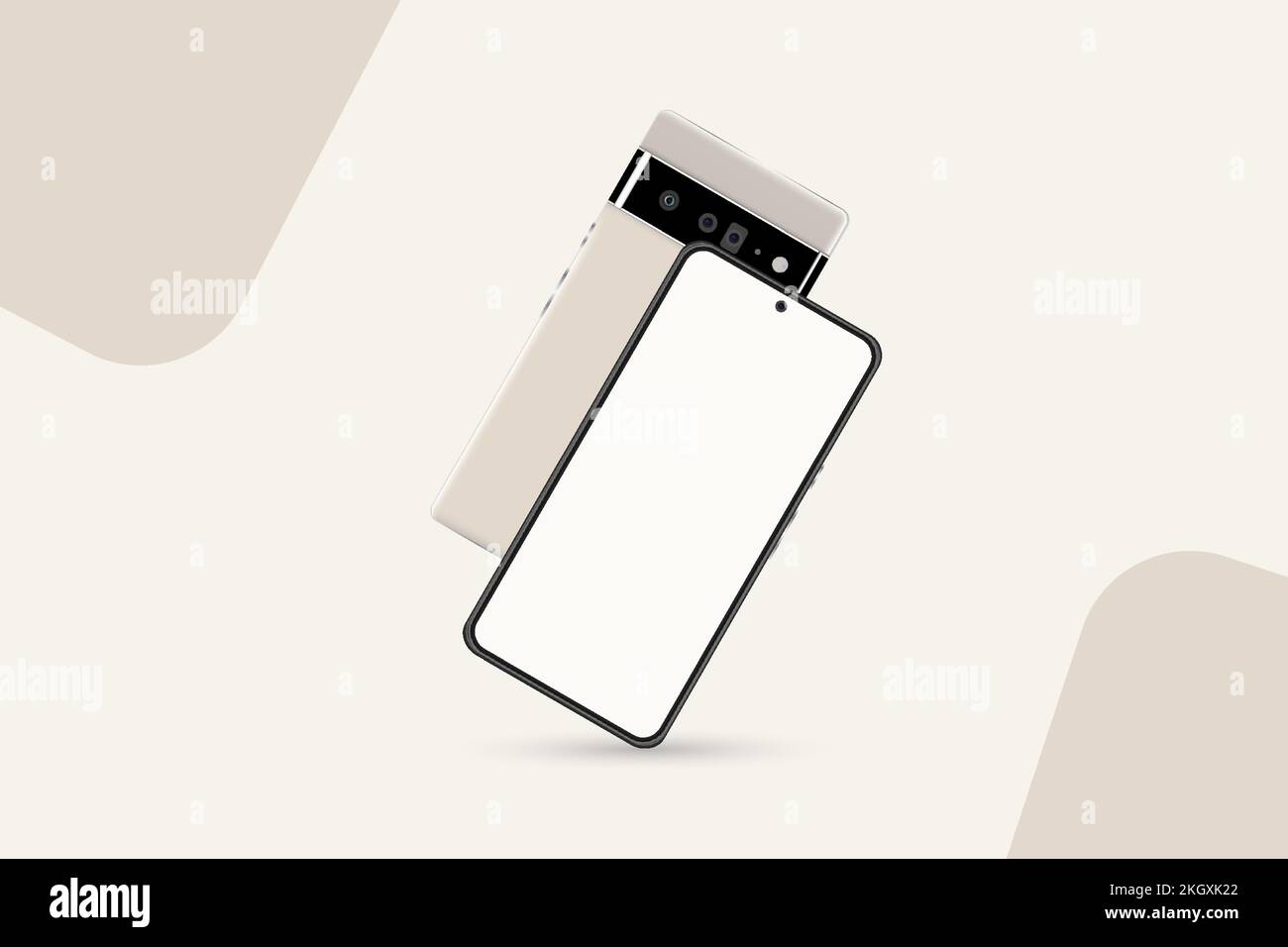 Google pixel mobile vector with an off-white frame and a triple camera ...