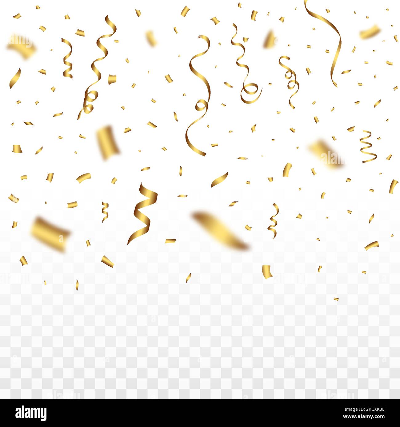 Confetti vector with golden ribbon for festival background. Confetti and ribbon falling ...