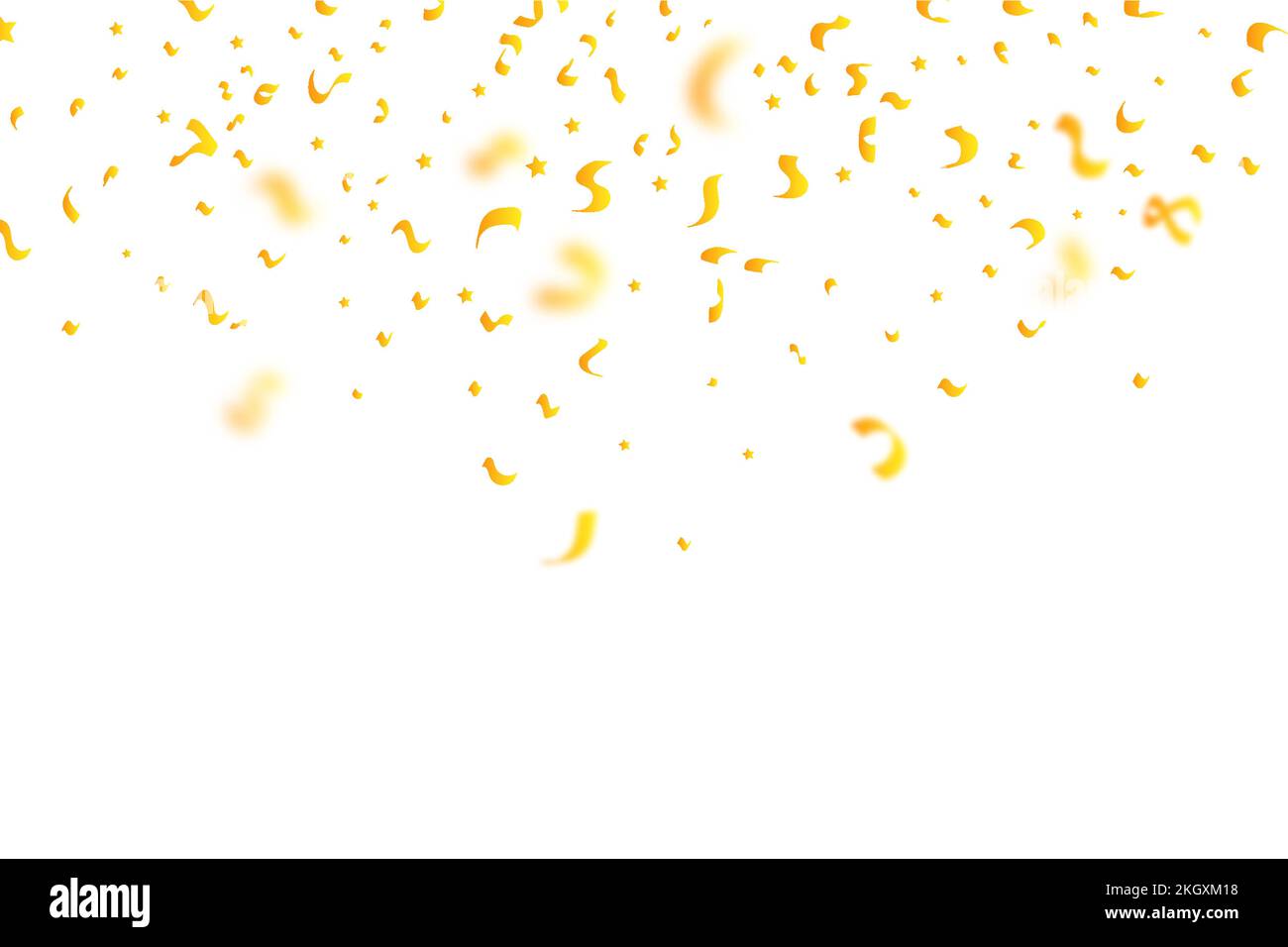 Golden confetti and tinsel falling background. Golden ribbon and confetti vector illustration ...