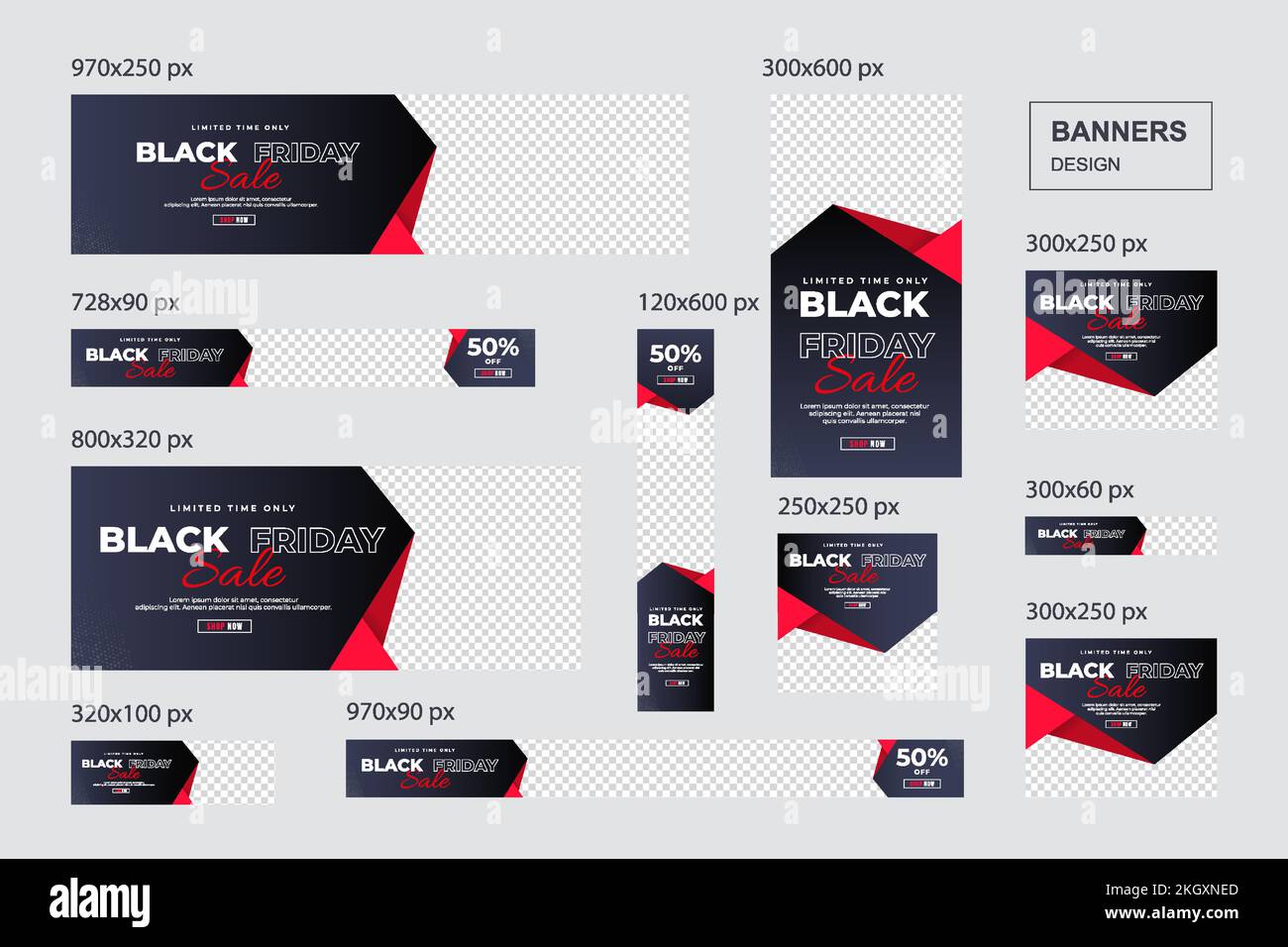 Black Friday ad banner template collection. Multi-size web banner for ...
