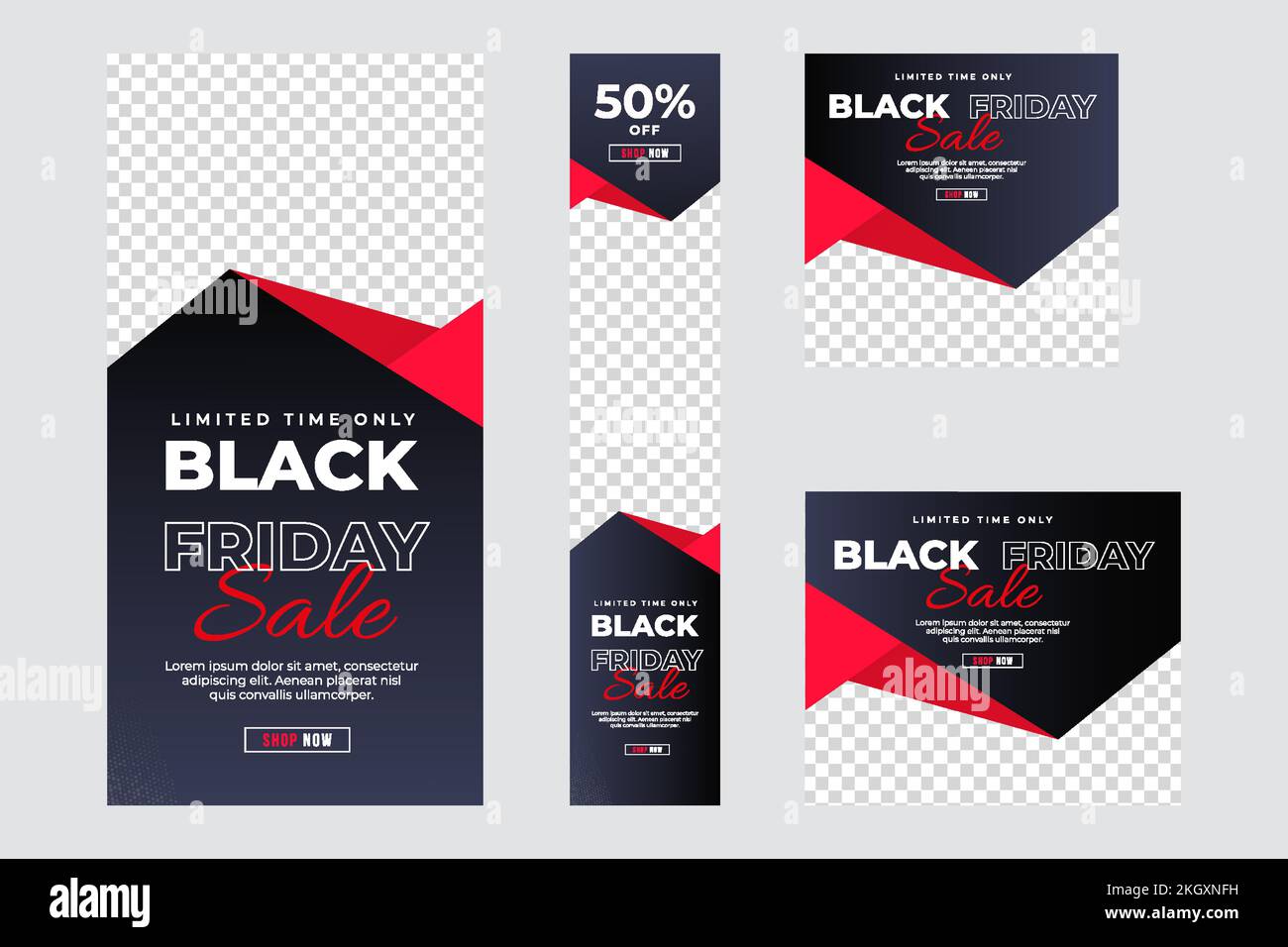 Black Friday ad banner template collection. Multi-size web banner for ...