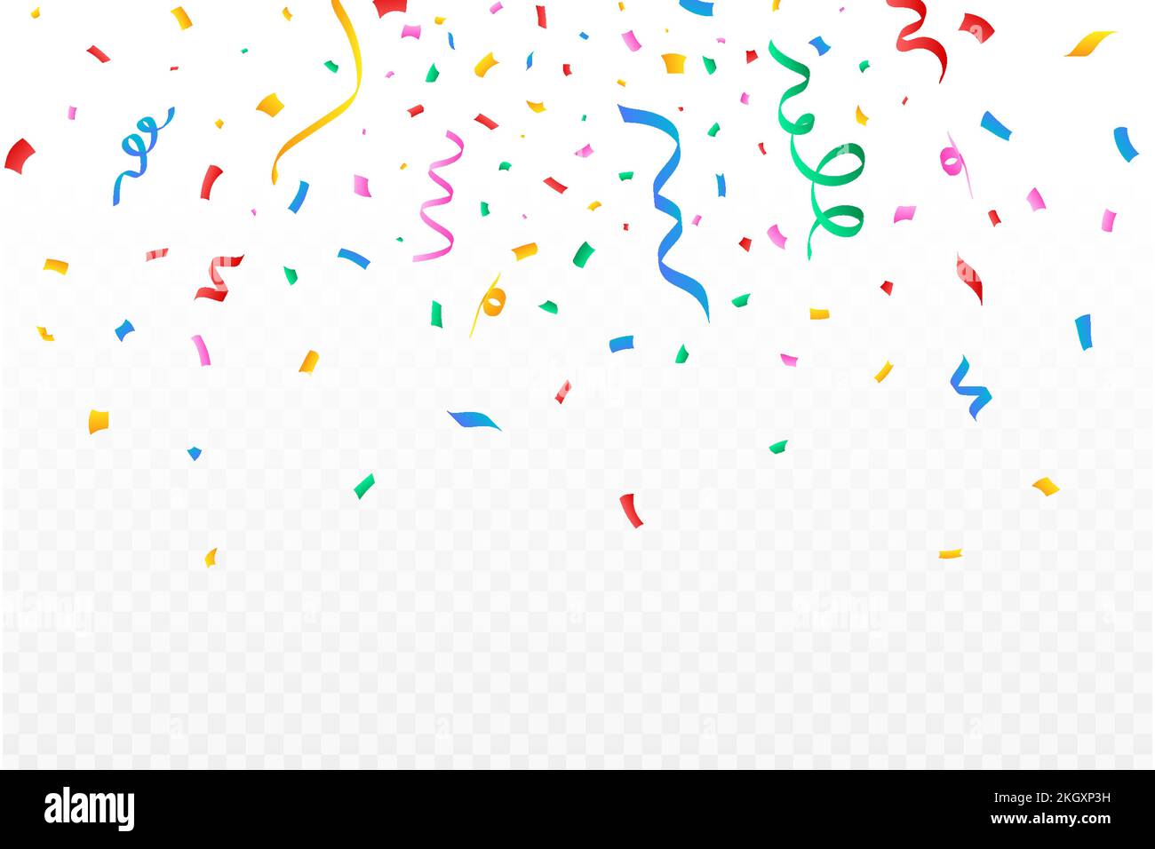 Confetti illustration for the festival background. Colorful party ribbon and confetti falling ...