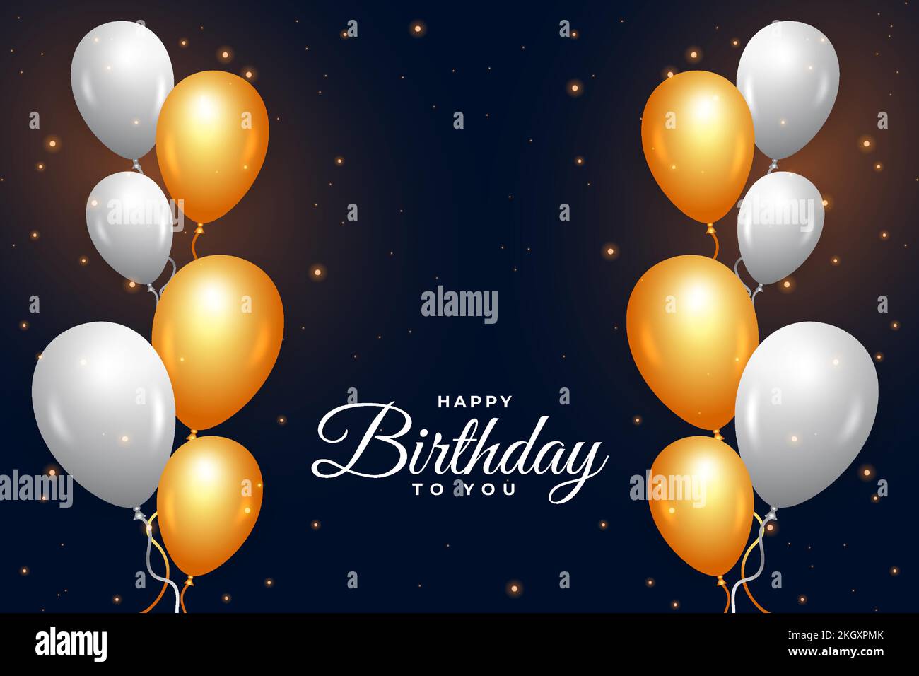 Birthday banner with golden and white balloons. Happy birthday social ...