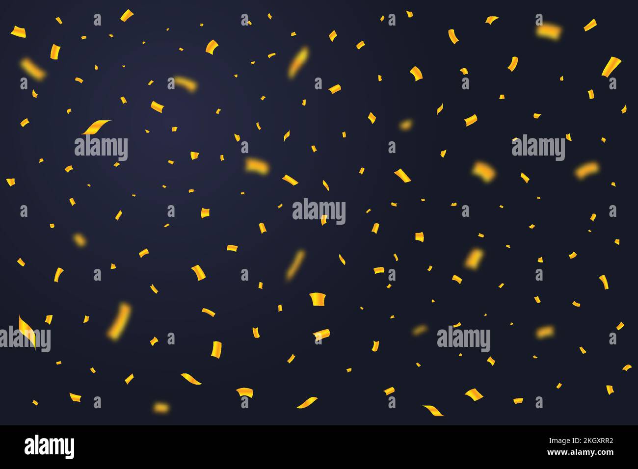 Golden confetti falling on dark blue background. Simple confetti falling illustration. Festival ...