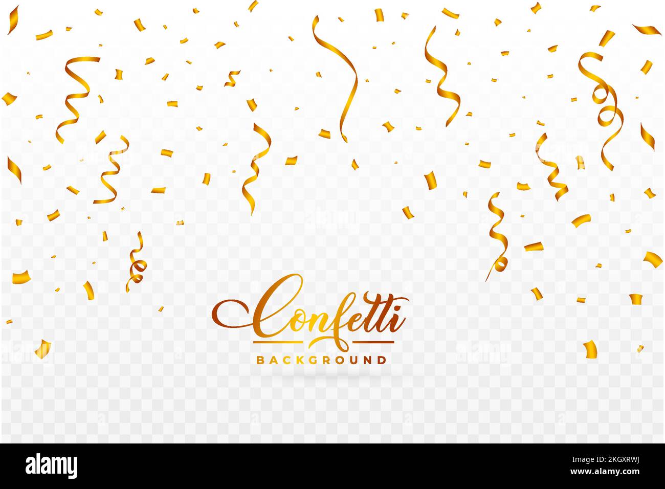 Confetti vector for the carnival background. Golden party ribbon and confetti falling. Golden ...