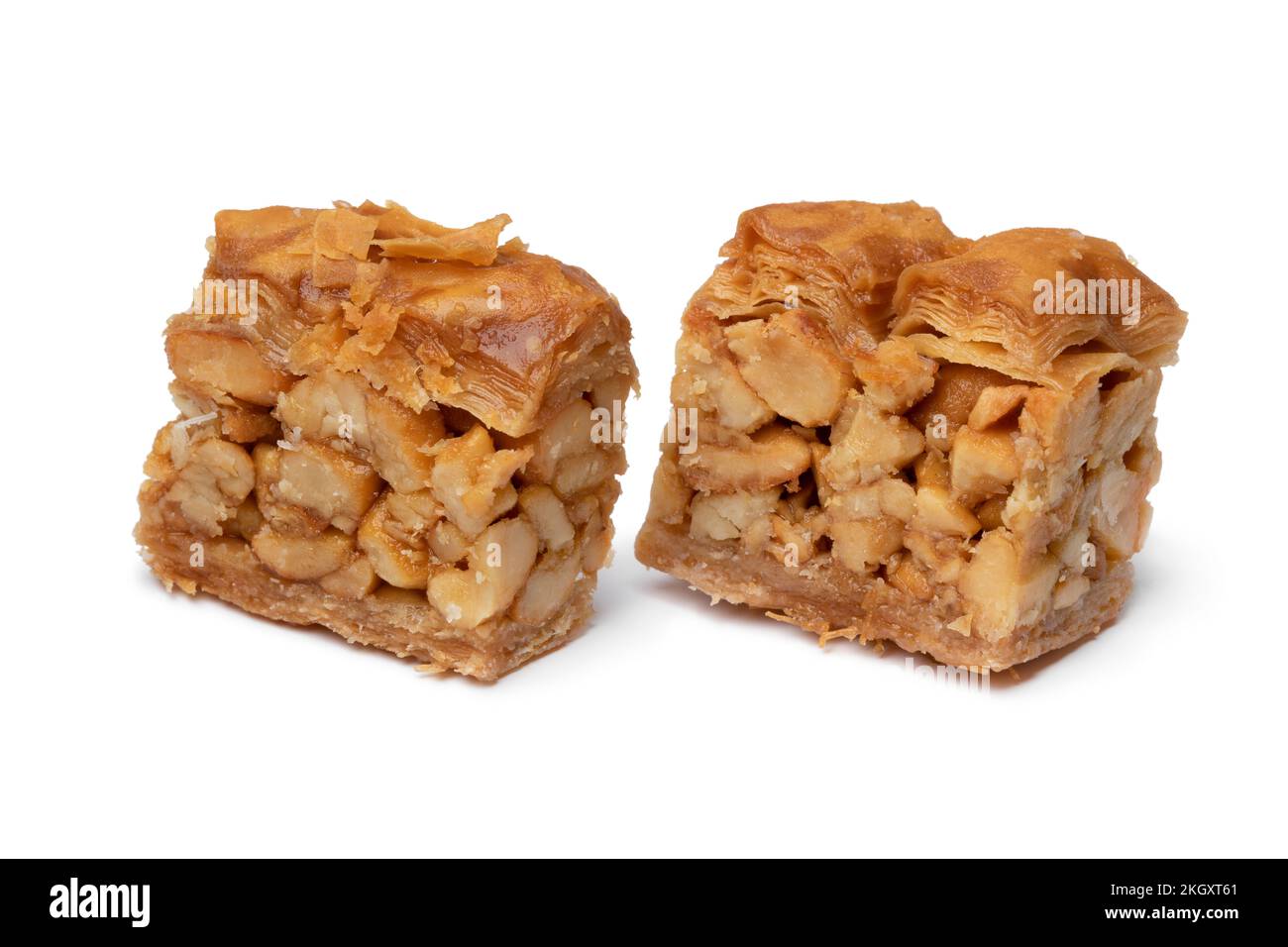 Pair of traditional Syrian cookies stuffed with cashew nuts isolated on ...
