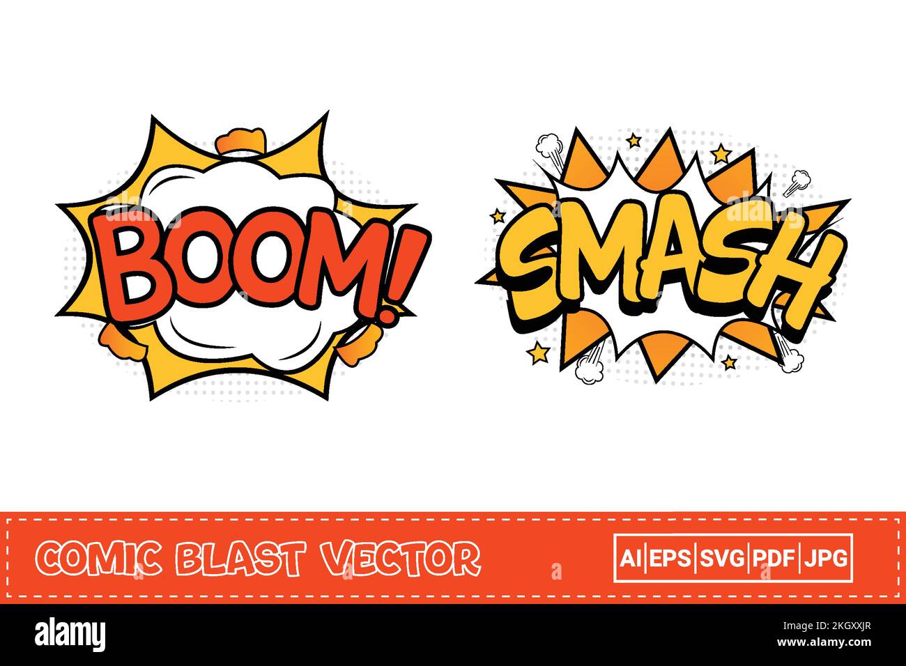 Boom comic blast with red, white, and yellow color. Smash comic ...