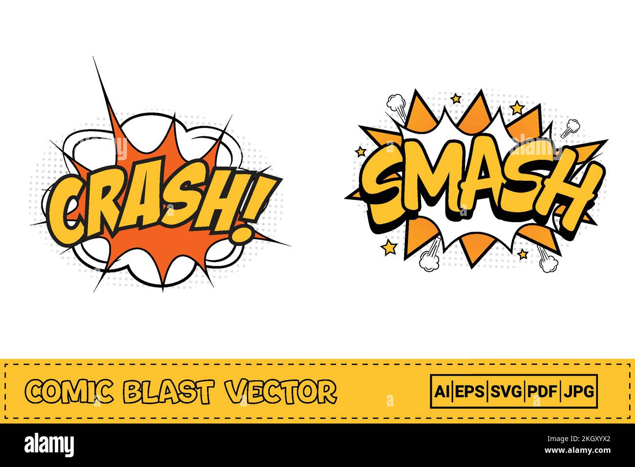 Crash comic burst with white, yellow, and orange colors. Smash comic ...