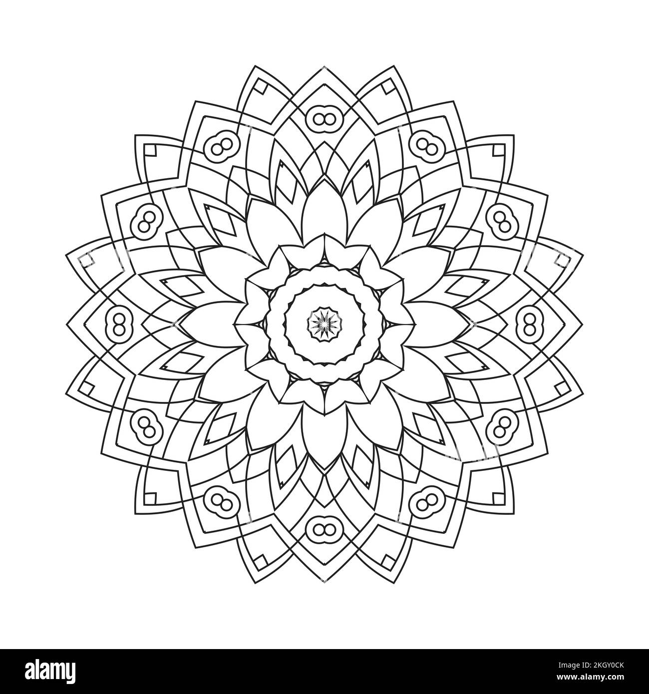Arabic decoration mandala vector. Black and white coloring book pattern ...