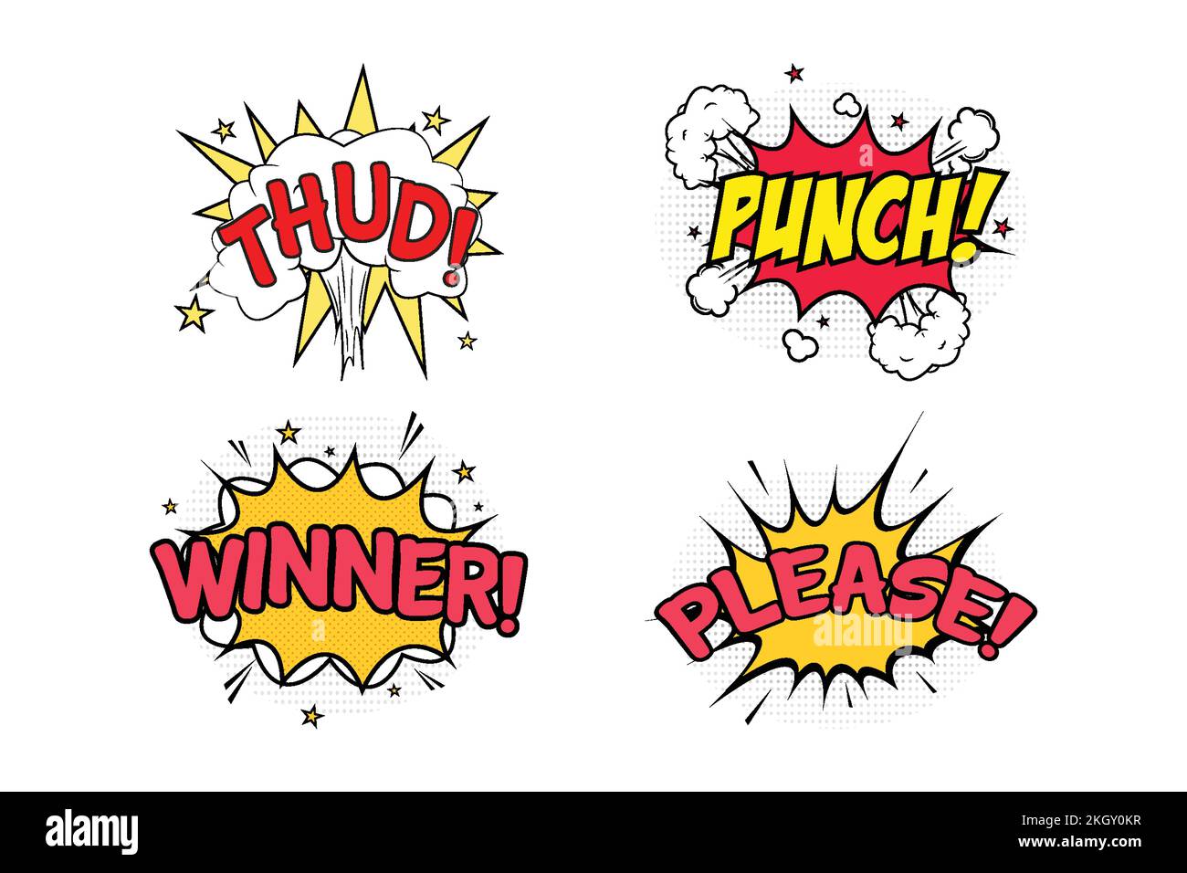 Thud Punch comic explosion with white, red, and yellow colors. Winner ...