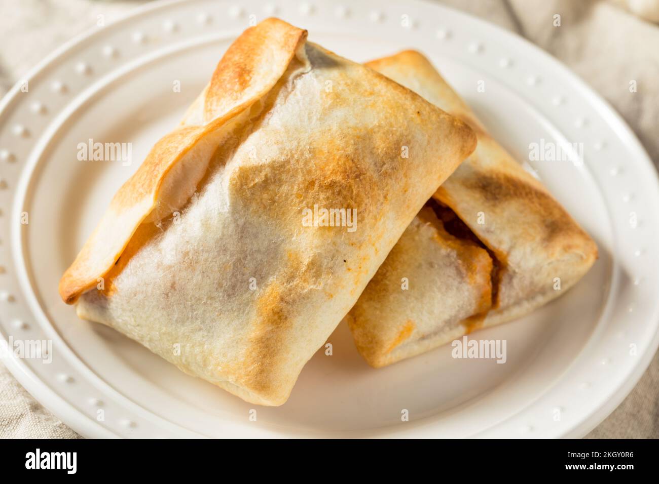Homemade Fast Food PIzza Puff Pocket with Cheese and Meat Stock Photo ...
