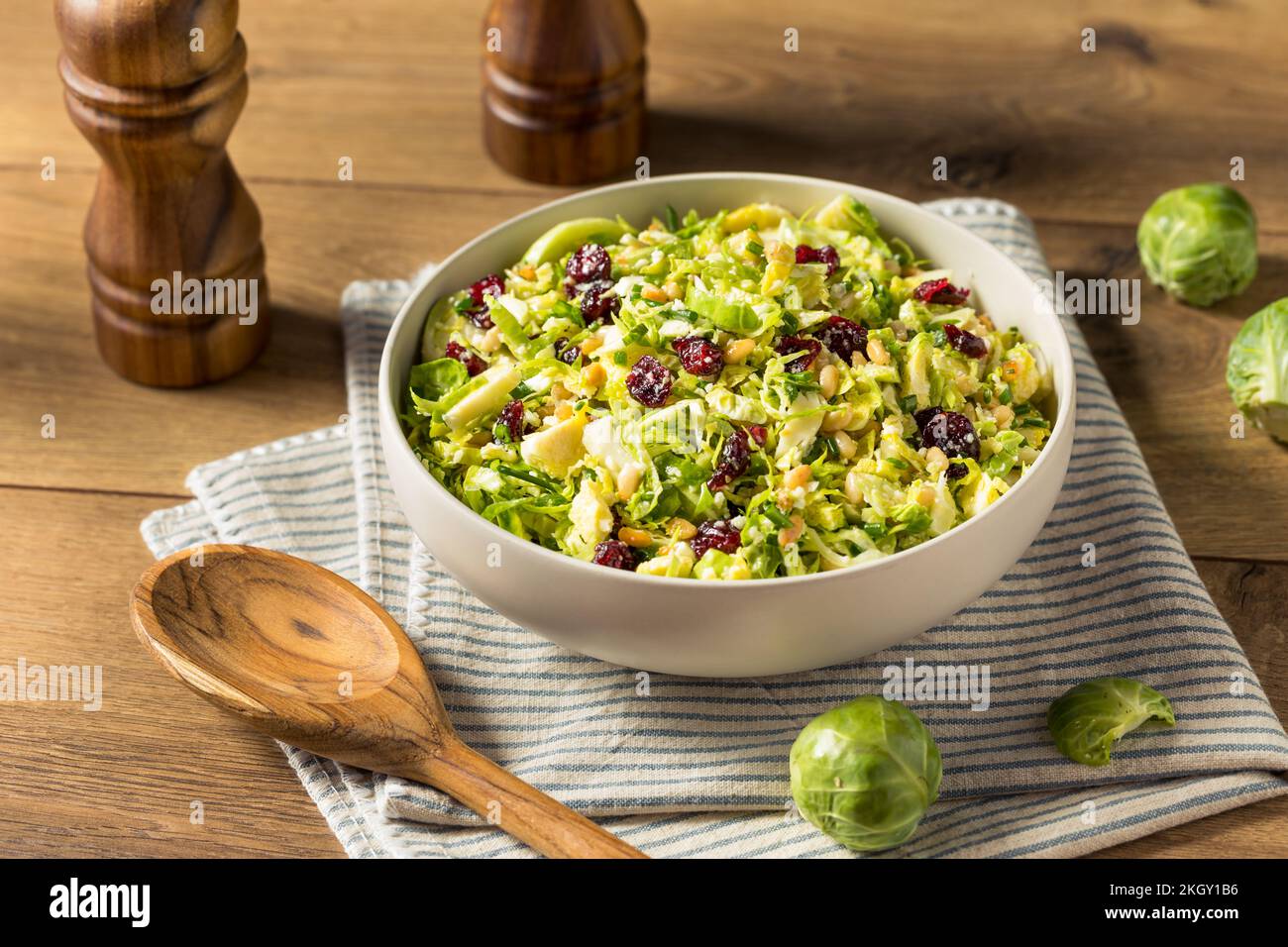 Homemade Brussel Sprout Salad with Cranberry Nuts and Cheese Stock ...
