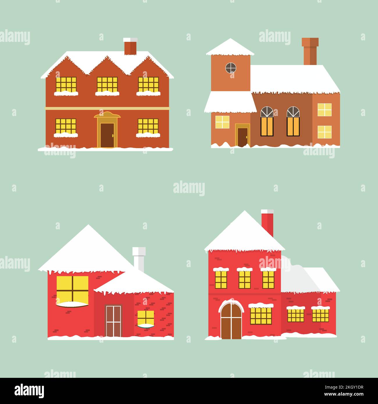 Xmas house set with vintage brick color. Christmas decorative house ... Xmas house set with vintage brick color. Christmas decorative house ...