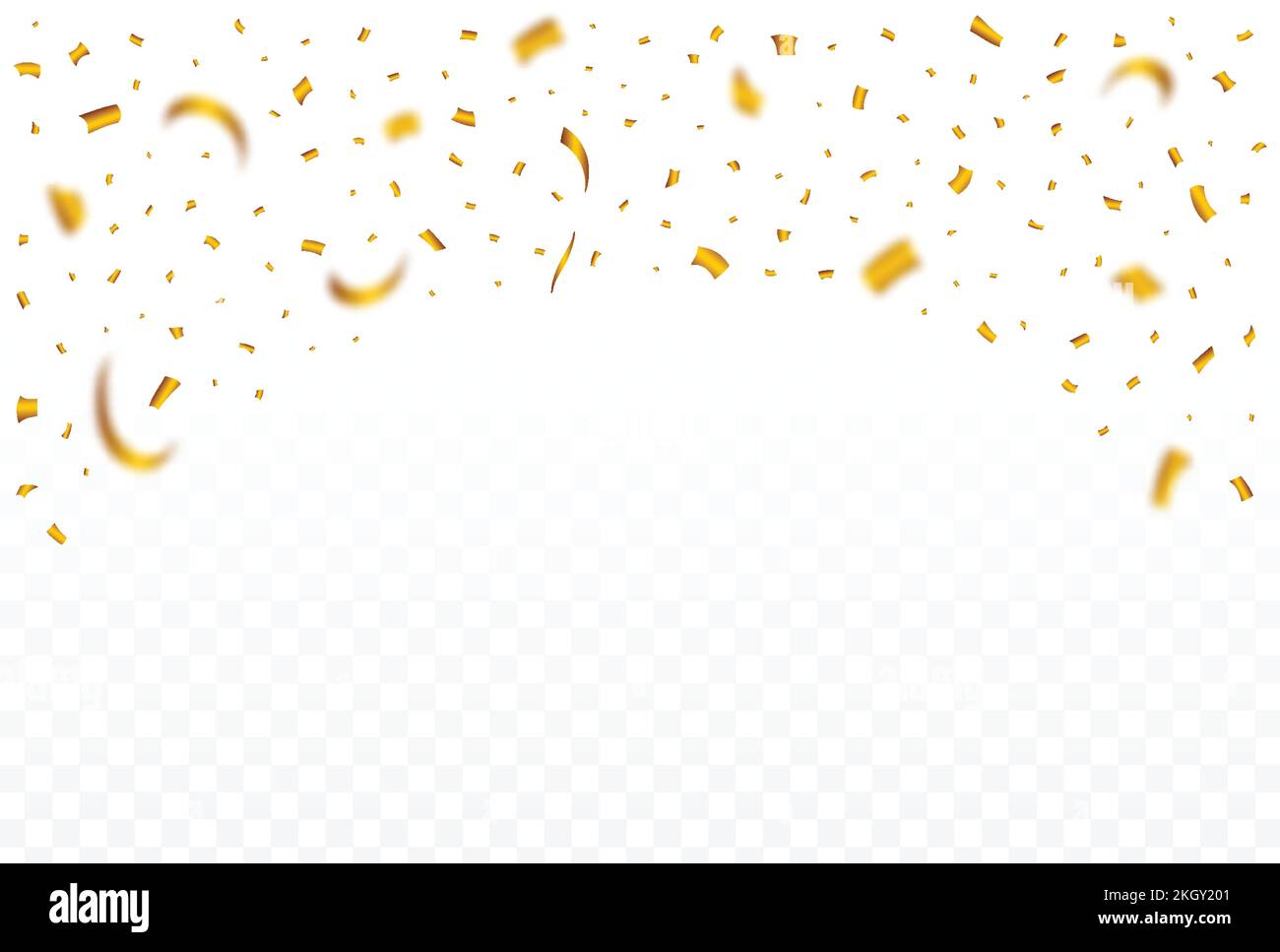 Golden confetti falling isolated on transparent background. Confetti falling illustration ...