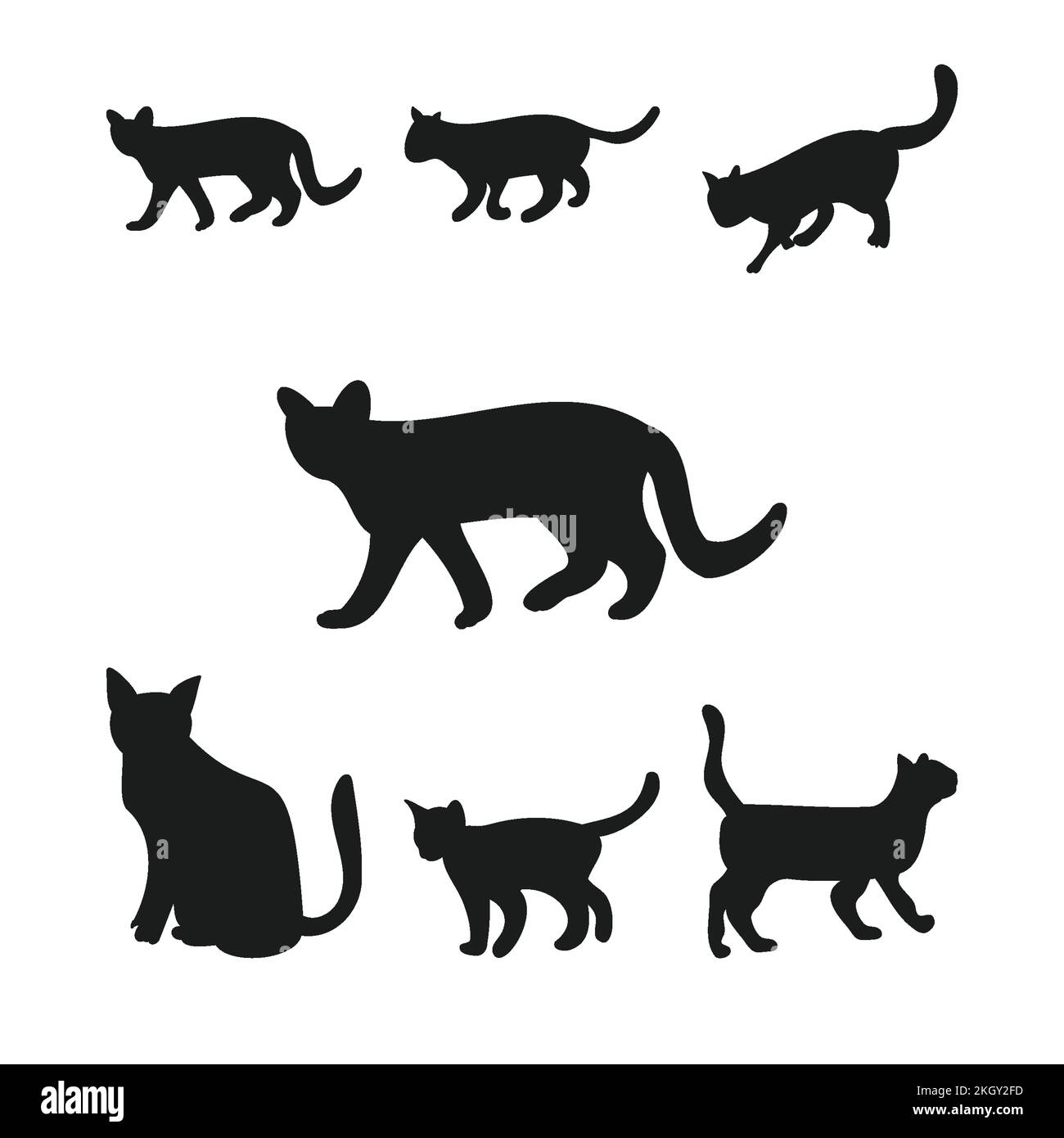 Cat Silhouette vector set with multiple shapes. Cats with different ...