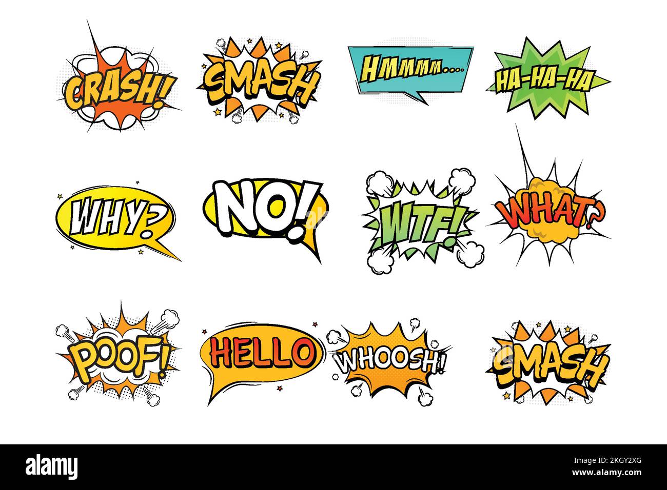 Cartoon explosions collection, funny comic speech clouds. Comic blast set. Speech bubbles set ...