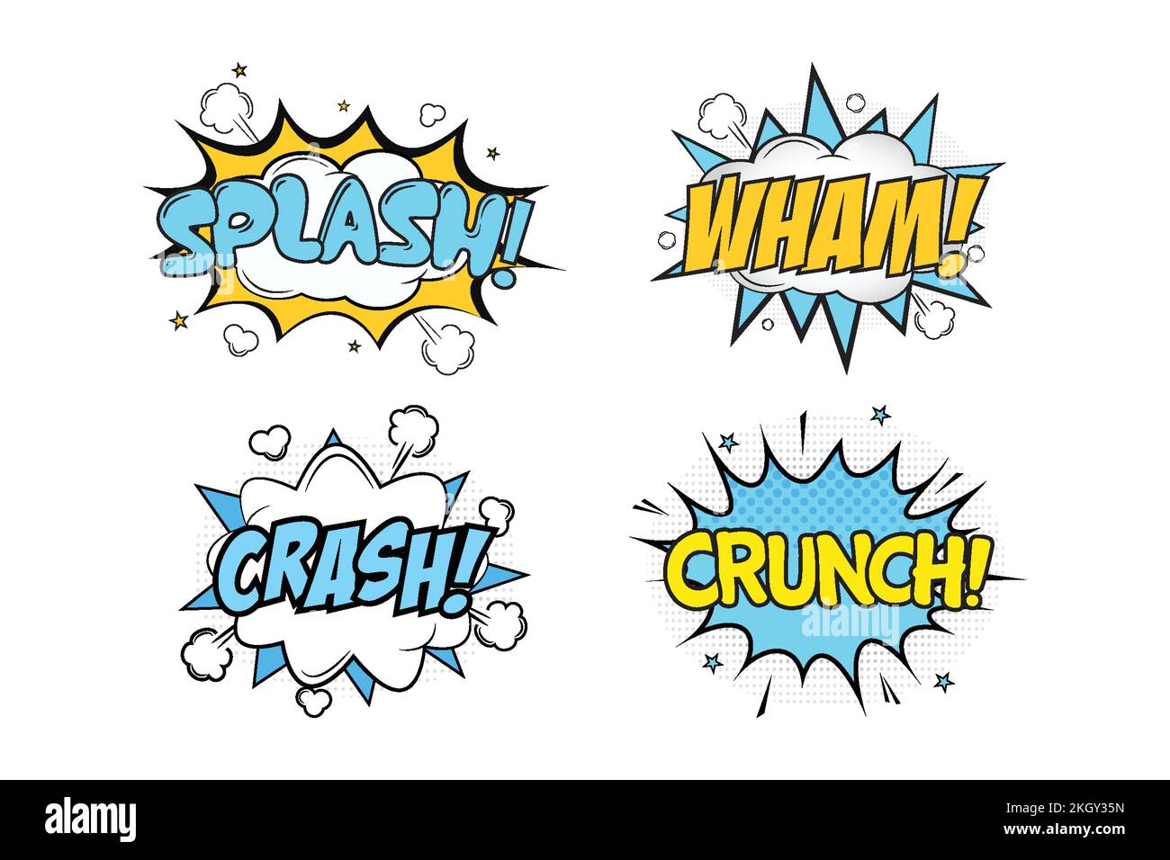 Splash Wham comic burst with white, blue, and yellow colors. Crash ...