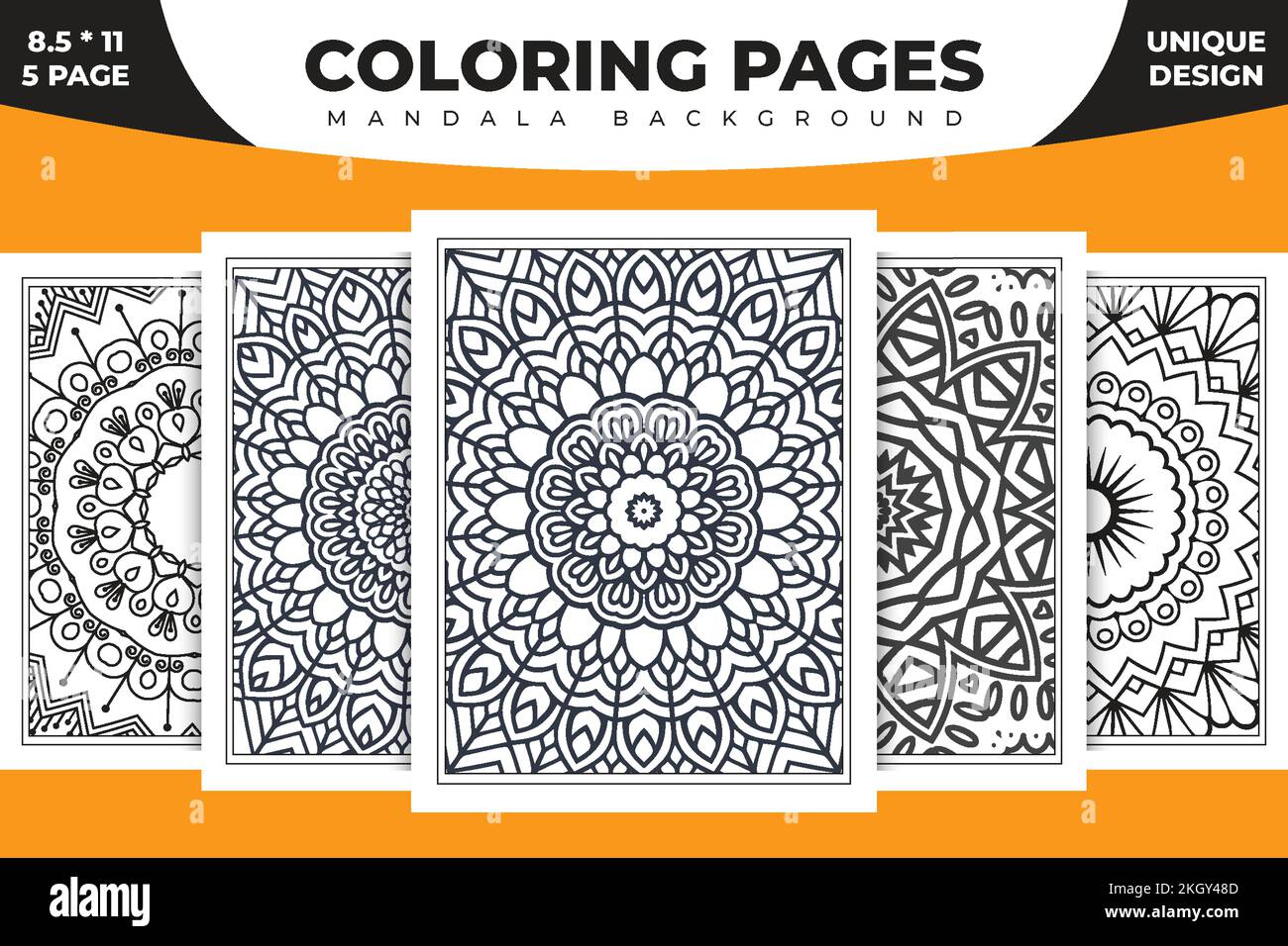 Coloring page mandala background. Black and white coloring book pattern ...