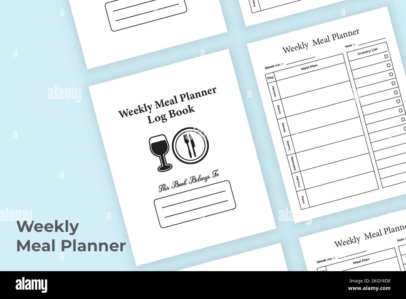 Weekly meal planner KDP interior. KDP interior log book. Weekly meal ...