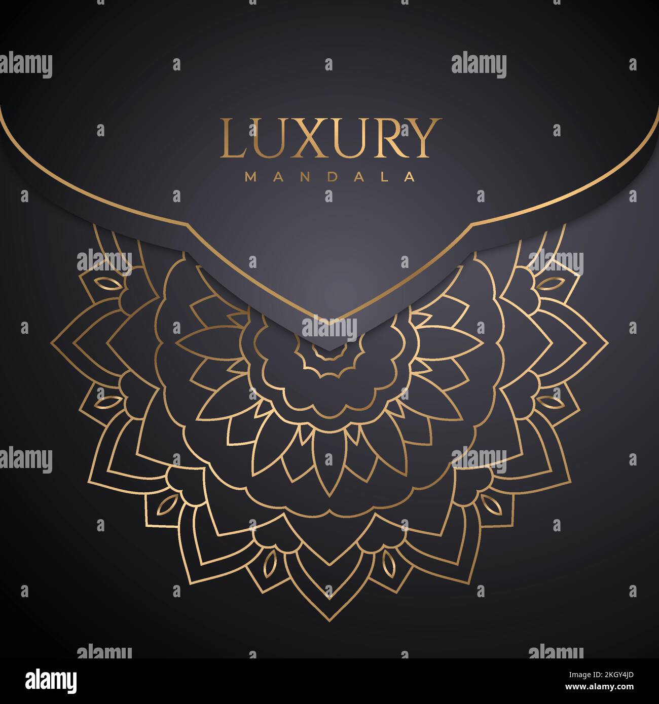 Luxurious golden mandala vector. Mandala ornament on a black background ...