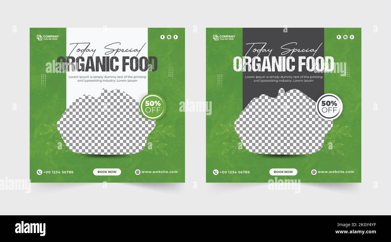 Organic food social media post. Special organic food sale flyer ...