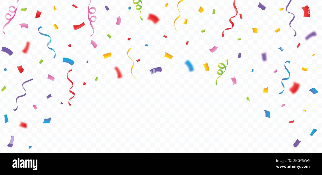 Confetti vector for festival background. Multicolor party tinsel and confetti falling. Colorful ...