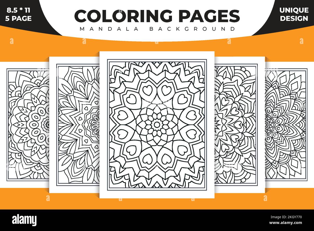 Decoration mandala coloring page collection KDP interior. Black and ...