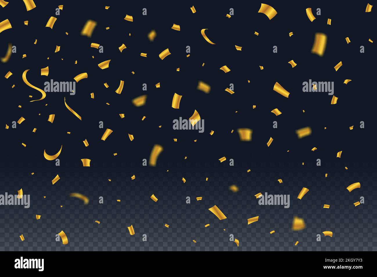 Golden confetti explosion isolated on dark background. Festival ...
