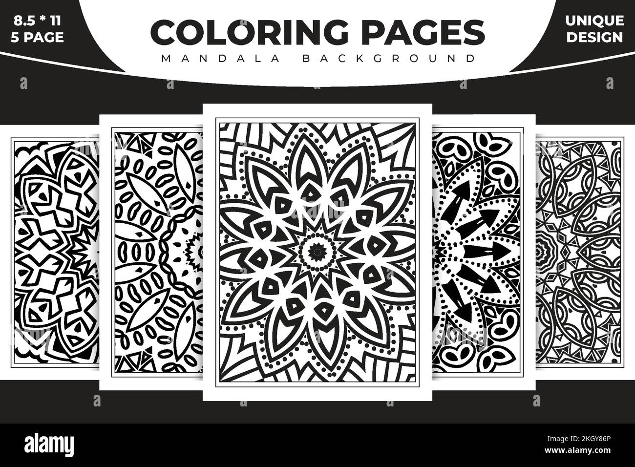 Mandala KDP coloring pages. Coloring page mandala background. Black and ...